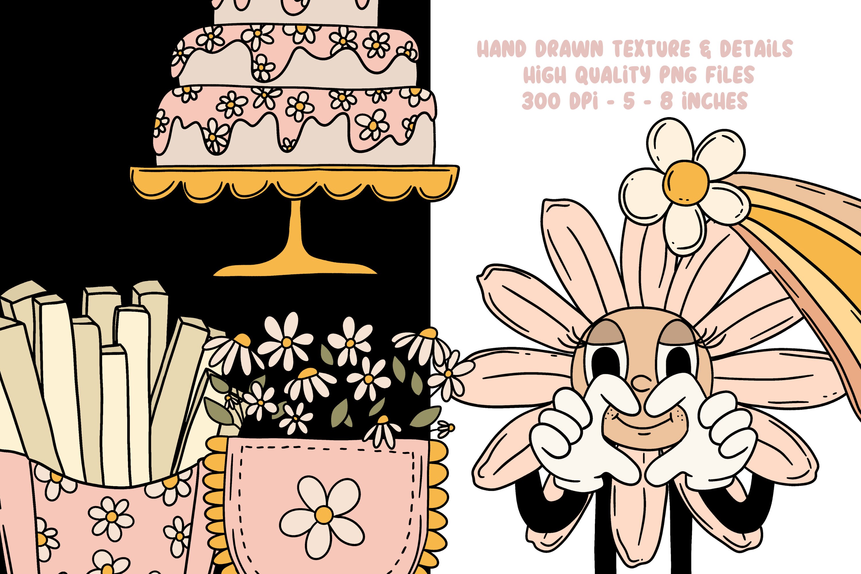 Groovy Daisy Clipart Birthday Party Clipart Retro Clipart - Etsy Australia