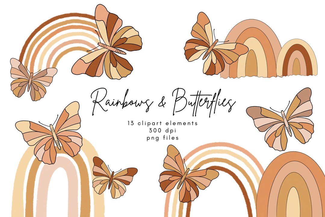 Butterfly Clipart, Butterfly Png, Butterflies Clipart, Rainbow Clipart ...