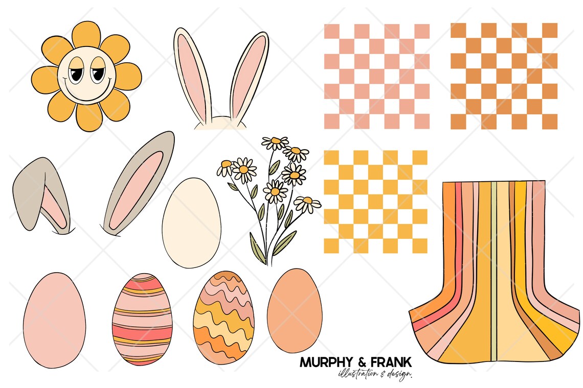 Retro Clipart, Easter Clipart, Butterfly Clipart, Spring Clipart ...
