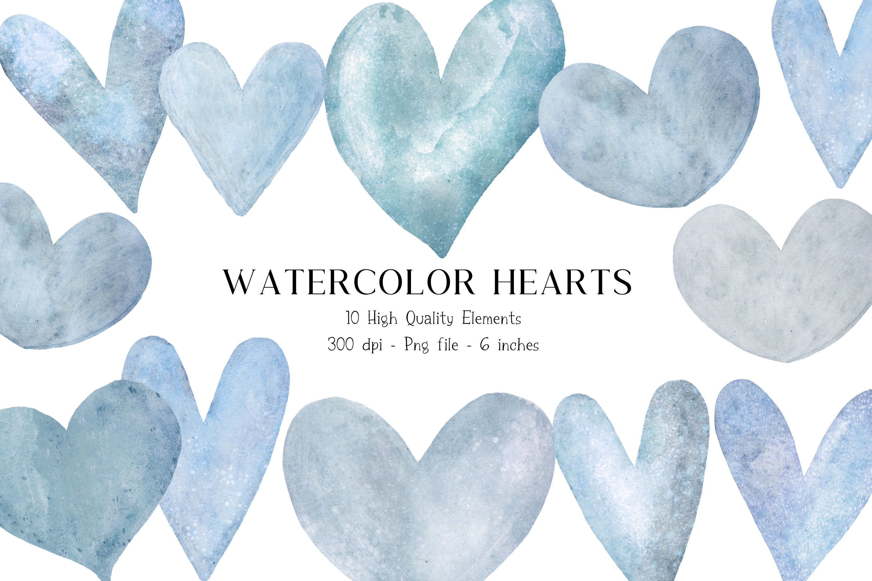 Watercolor Heart Clipart, Watercolor Heart Png, Blue Heart Clip Art ...