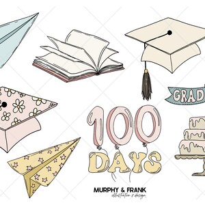 Groovy School Clipart, Graduation Clipart, Education Clipart, Retro ...