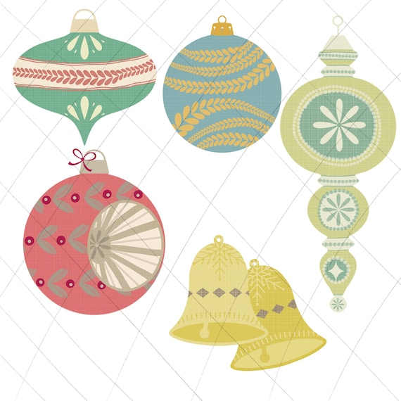 Retro Christmas Ornament Clipart Clip Art Vintage Christmas Card