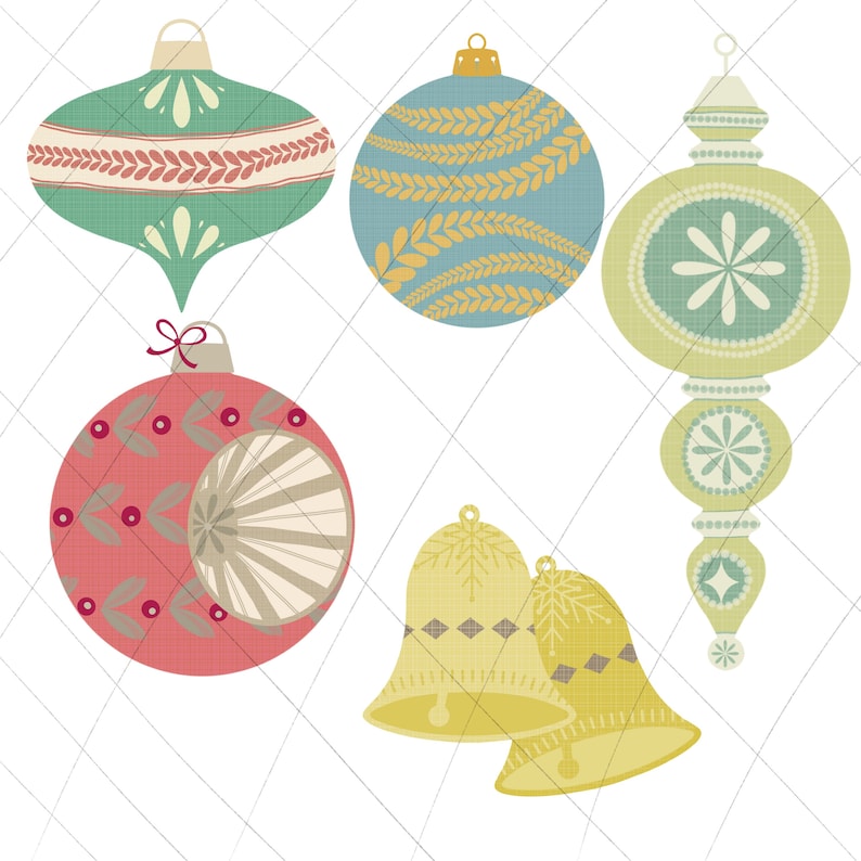 Christmas Clipart Retro Christmas Ornament Clipart Holiday - Etsy