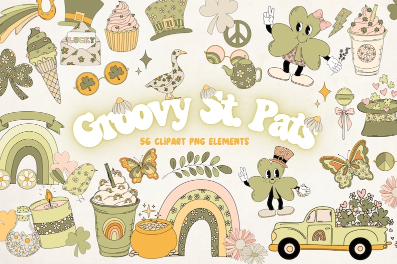 Retro Clipart, St Patricks Day Clipart, Spring Clipart, Retro St ...