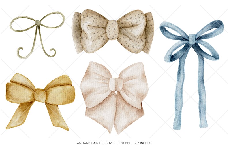 Watercolor Bows Clipart, Bow Png, Ribbon Clipart, Pink Bow Clipart ...