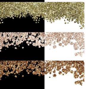Glitter Borders Clipart, Glitter Confetti Border Overlay Png, Rose Gold ...