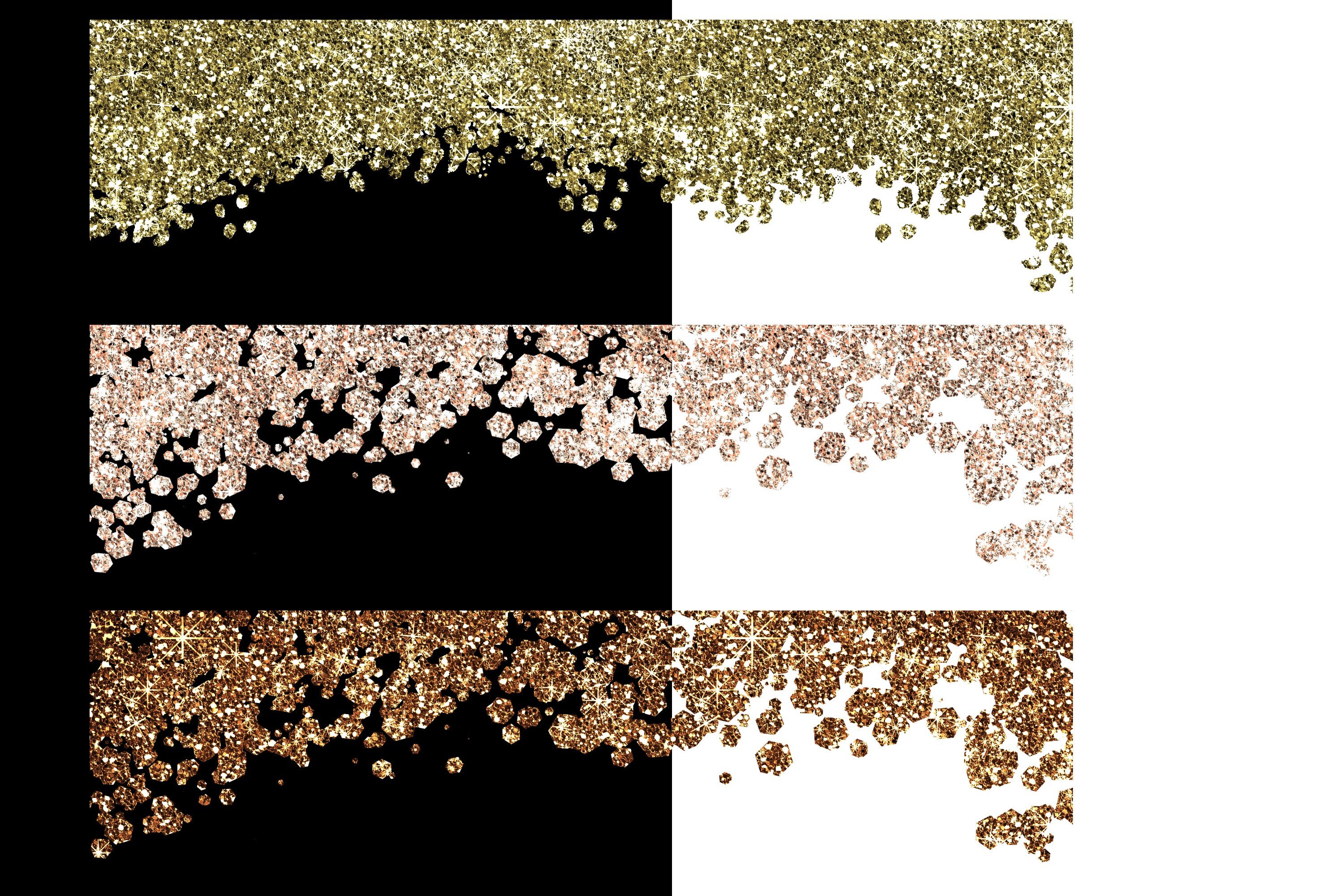 Glitter Borders Clipart, Glitter Confetti Border Overlay Png, Rose Gold ...