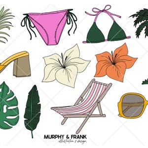 Groovy Clipart, Retro Clipart, Tropical Clipart, Summer Clipart, Groovy ...