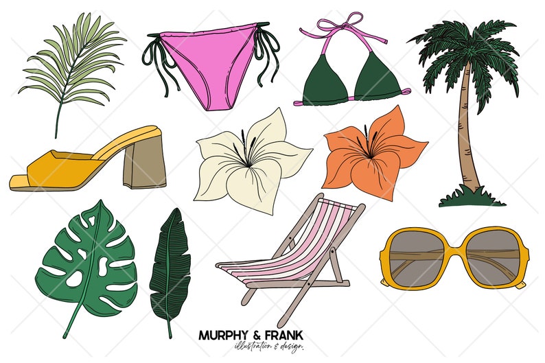 Groovy Clipart, Retro Clipart, Tropical Clipart, Summer Clipart, Groovy ...