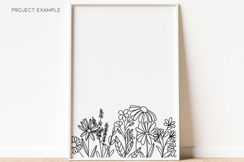 Flower Line Art Clipart, Botanical Line Art, Wildflower Clipart ...