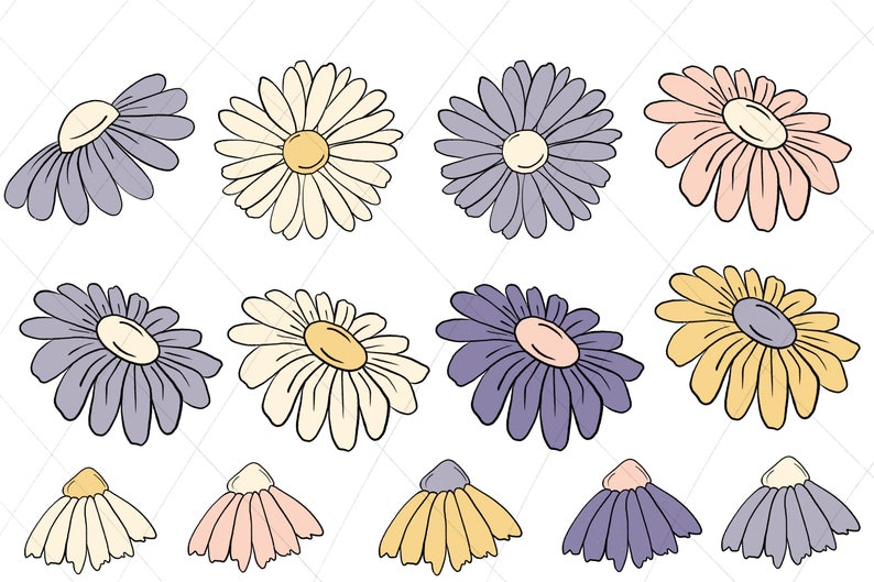Retro Flowers Clipart 70s Clipart Boho Clipart Hippie - Etsy Canada