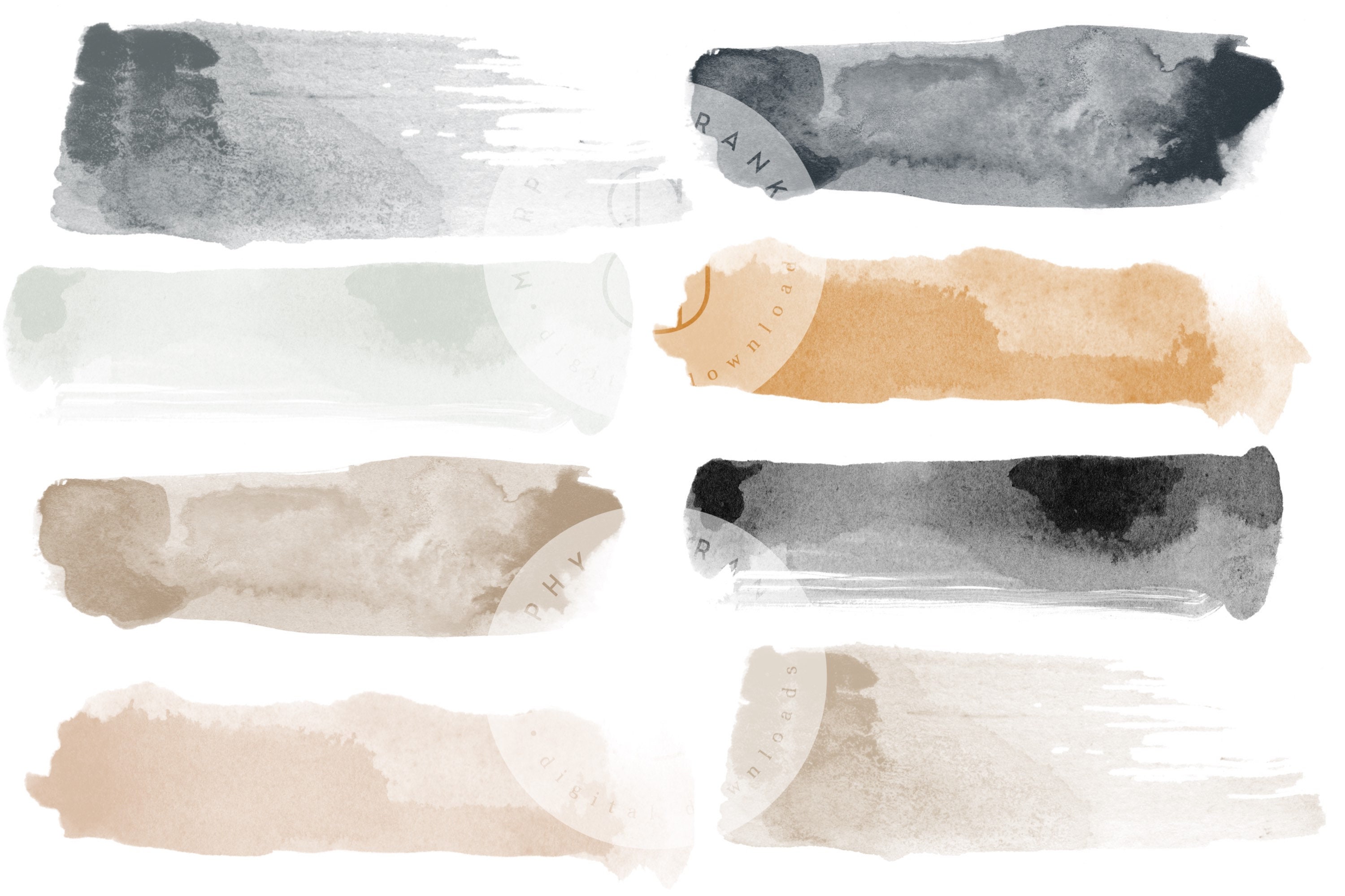 Watercolor Splashes, Brush Strokes Clipart, Watercolor Circle Png ...