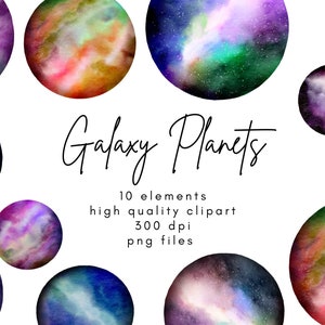 Outer Space Clipart, Watercolor Galaxy Clipart Bundle, Moon Clipart ...