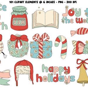 Groovy Christmas Clipart, Christmas Clip Art, Retro Christmas Clipart ...