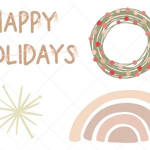 Christmas Clipart, Boho Christmas Clipart, Pastel Christmas Clipart ...