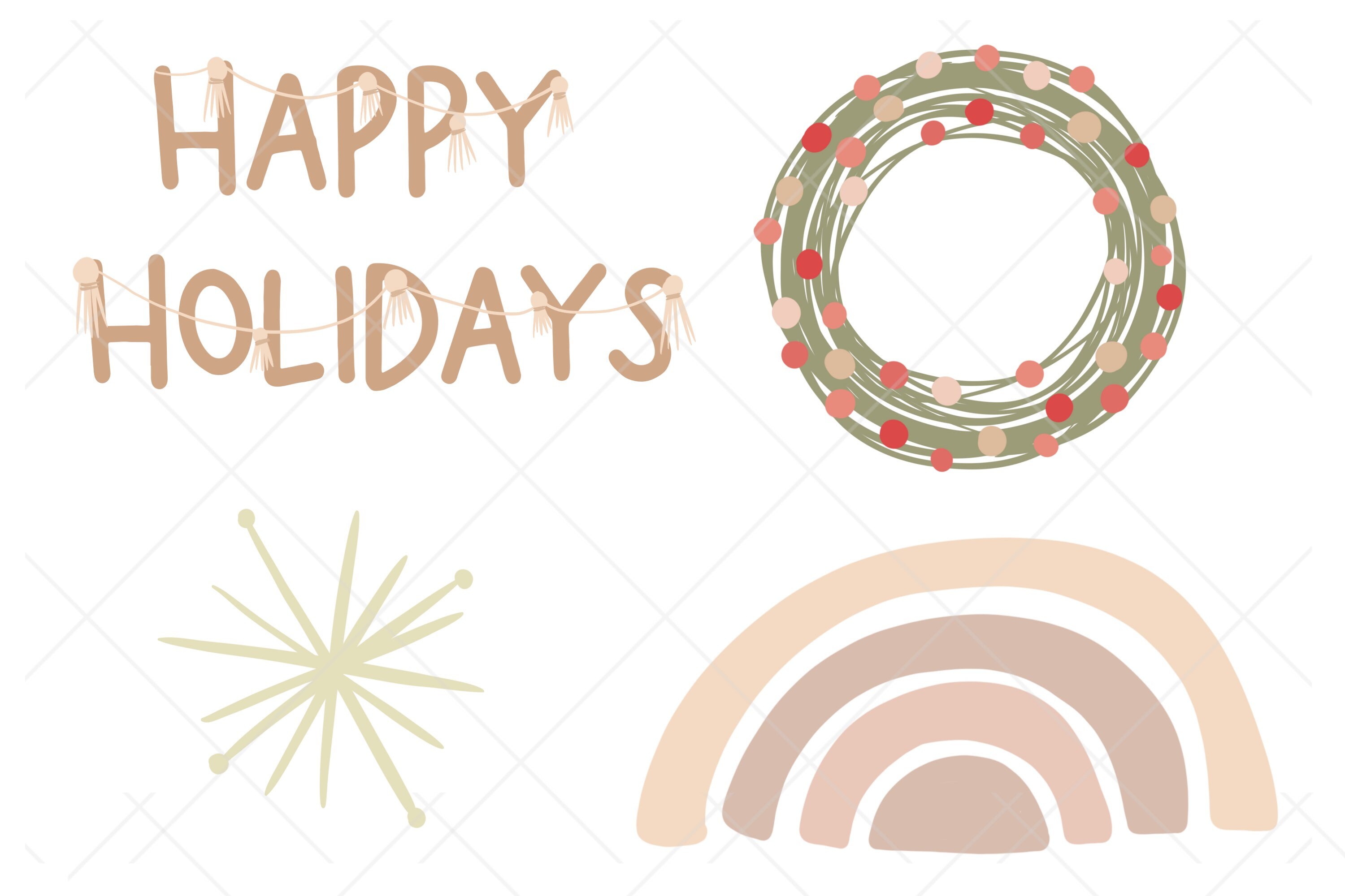 Christmas Clipart Boho Christmas Clipart Pastel Christmas - Etsy