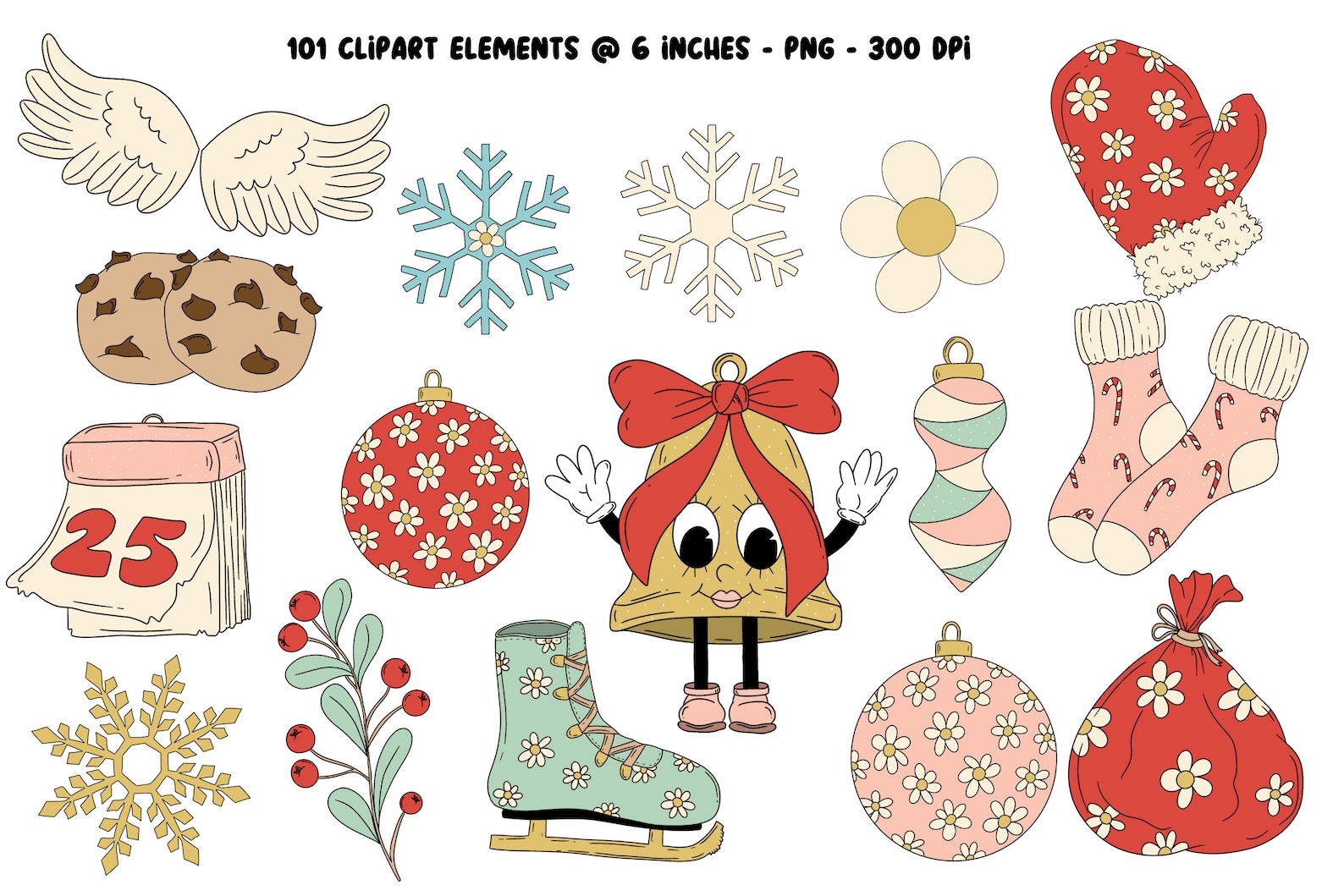 Winter Clipart, Cute Christmas Clip Art, Retro Christmas Clipart ...