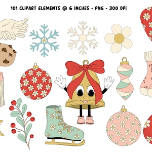 Groovy Christmas Clipart, Christmas Clip Art, Retro Christmas Clipart ...