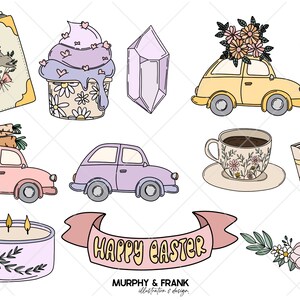Spring Clipart, Easter Clipart, Groovy Clipart, Retro Clipart, Easter ...