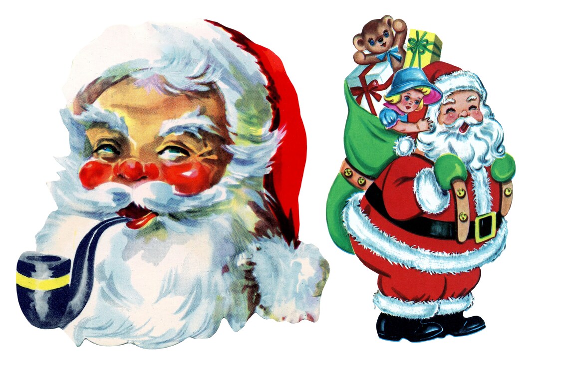 Vintage Santa Clipart Vintage Christmas Clipart Retro Santa - Etsy