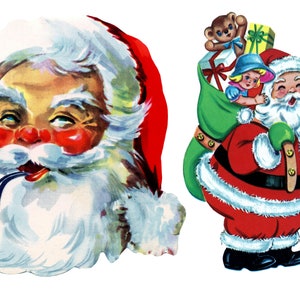 Vintage Santa Clipart, Vintage Christmas Clipart, Retro Santa Png ...