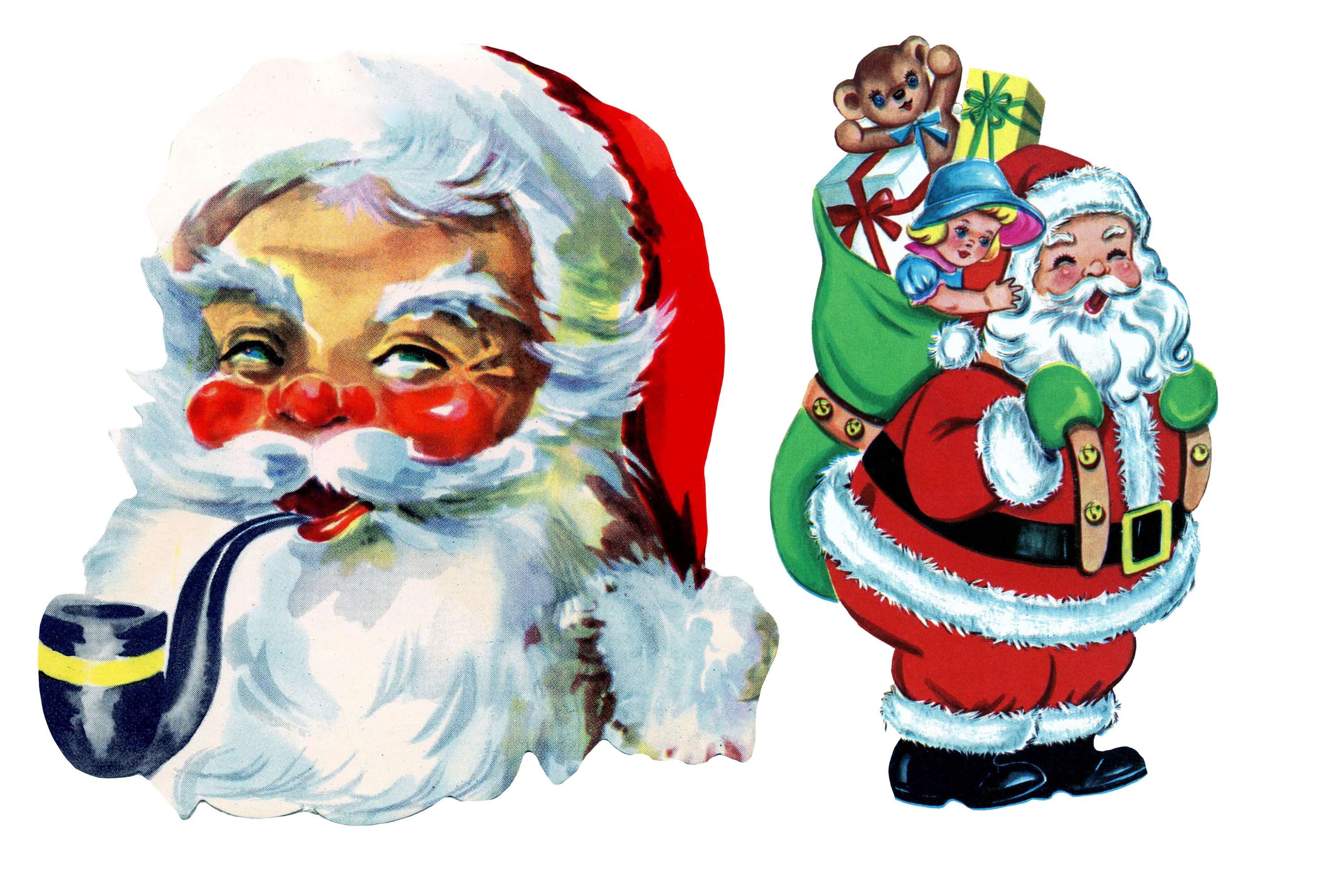 Vintage Santa Clipart, Vintage Christmas Clipart, Retro Santa Png ...