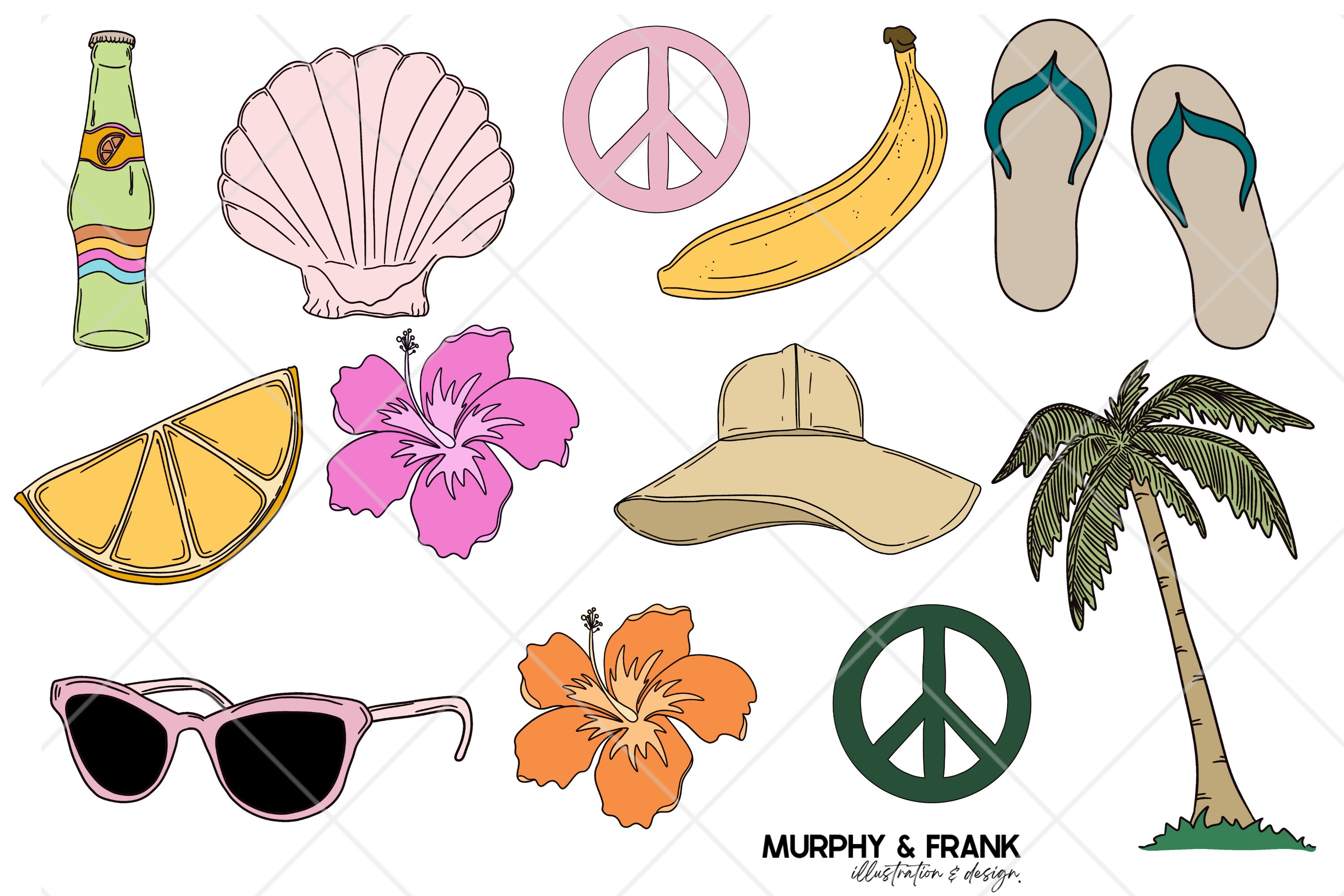Groovy Clipart, Retro Clipart, Tropical Clipart, Summer Clipart, Groovy ...