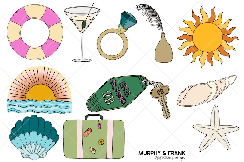 Groovy Clipart, Retro Clipart, Tropical Clipart, Summer Clipart, Groovy ...