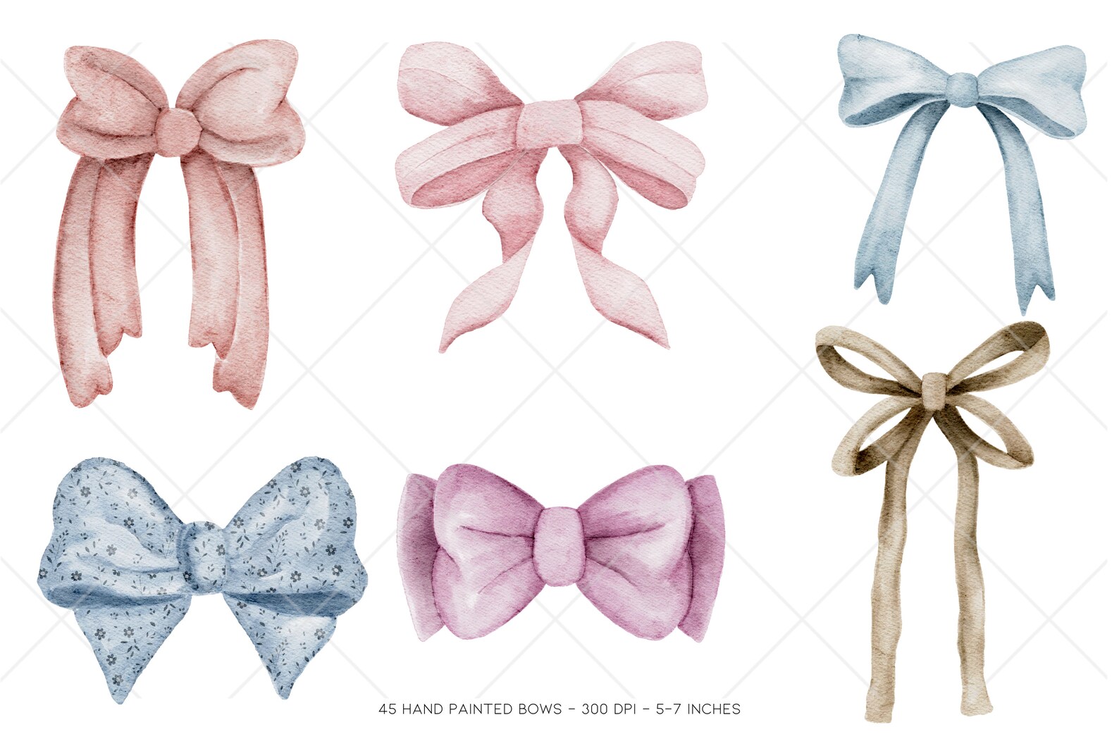 Watercolor Bows Clipart, Bow Png, Ribbon Clipart, Pink Bow Clipart ...