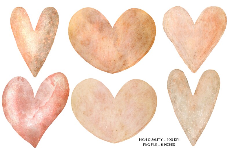 Watercolor Clipart, Hearts Clipart, Hearts Clip Art, Wedding Clipart ...