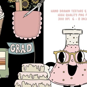 Groovy School Clipart, Graduation Clipart, Education Clipart, Retro ...