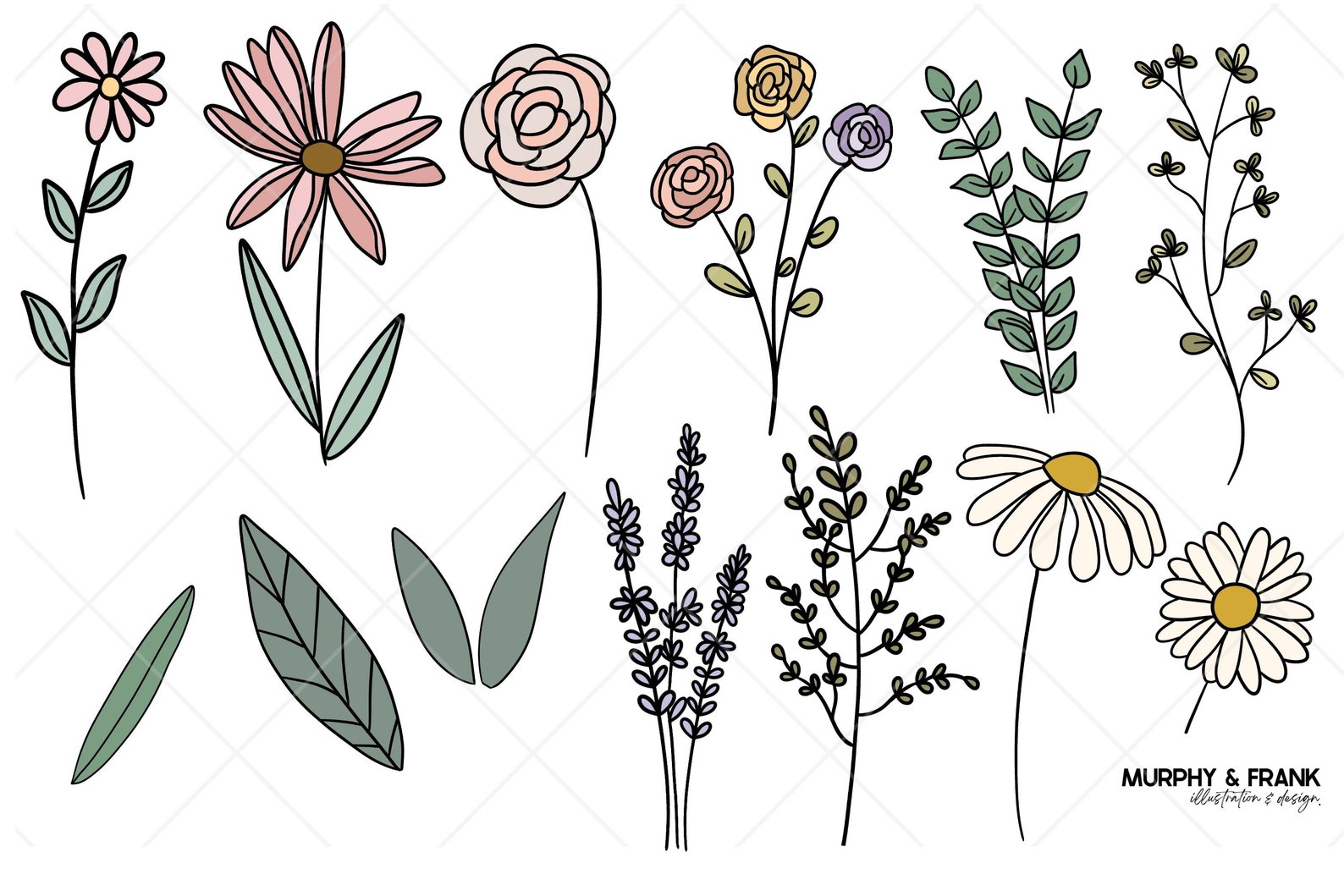Spring Clipart, Wildflower Clipart, Daisy Clipart, Spring Flowers ...