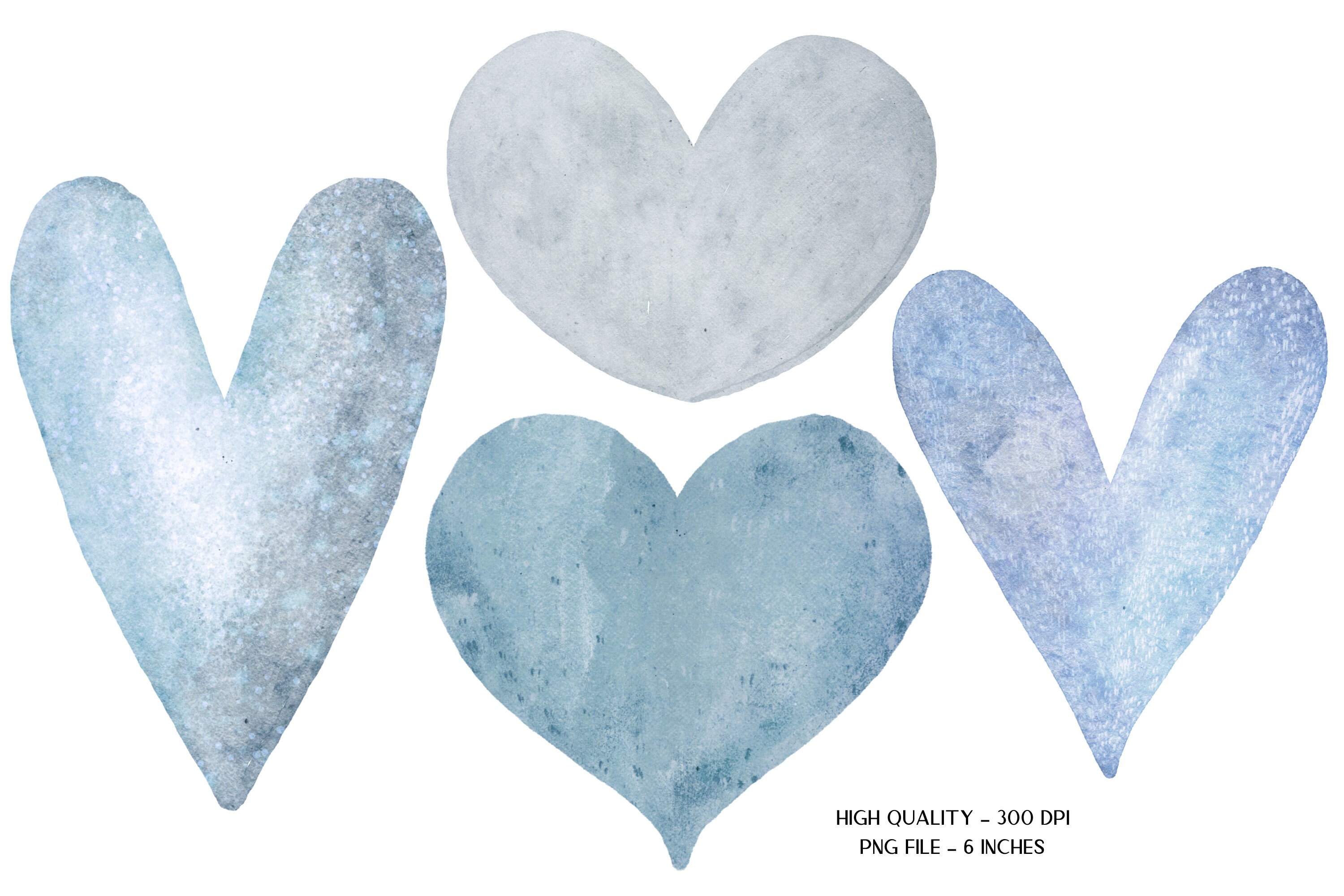 Watercolor Heart Clipart, Watercolor Heart Png, Blue Heart Clip Art ...