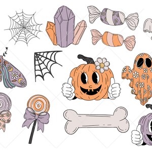 Groovy Halloween Clipart, Groovy Clipart Bundle, Fall Clipart, Pastel ...
