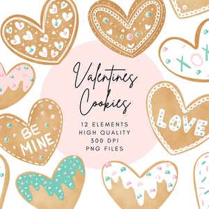 Valentines Day Clipart, Sugar Cookie Png, Heart Cookie Clipart, Sugar ...