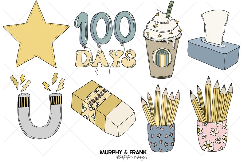 Groovy School Clipart Graduation Clipart Education Clipart - Etsy