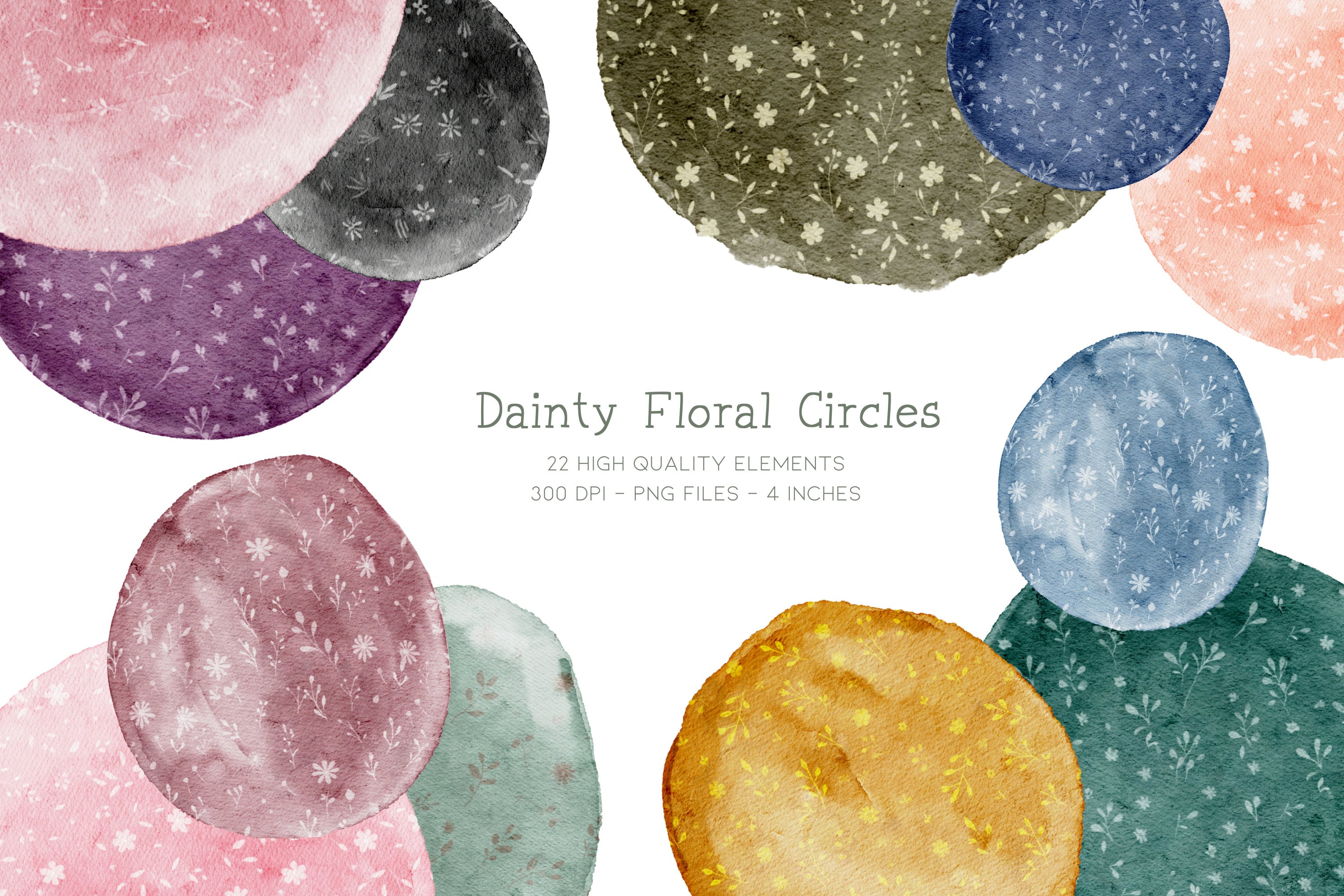 Watercolor Circle Clipart, Cottagecore Clipart, Circle Png, Abstract ...