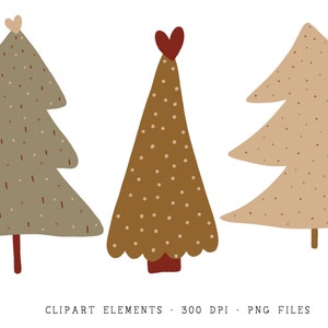 Christmas Tree Clipart, Boho Christmas Clipart, Christmas Clip Art ...