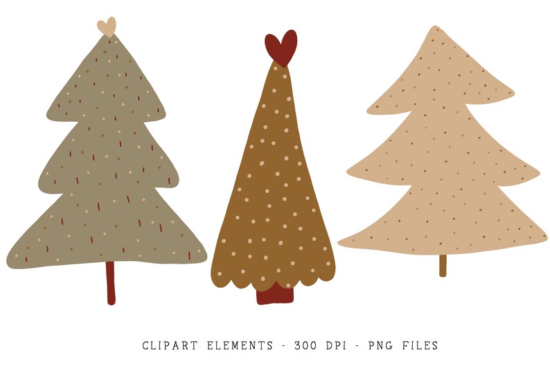 Christmas Tree Clipart, Boho Christmas Clipart, Christmas Clip Art ...