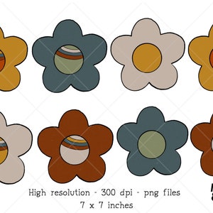 Flower Clipart, Boho Clipart, Retro Clipart, Doodle Clipart, Rainbow ...