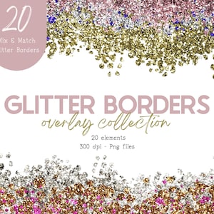 Glitter Borders Clipart, Glitter Confetti Border Overlay Png, Rose Gold ...