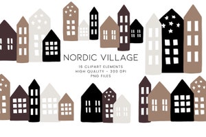 Winter Village Png Scandinavian Christmas Png Nordic Houses - Etsy Canada