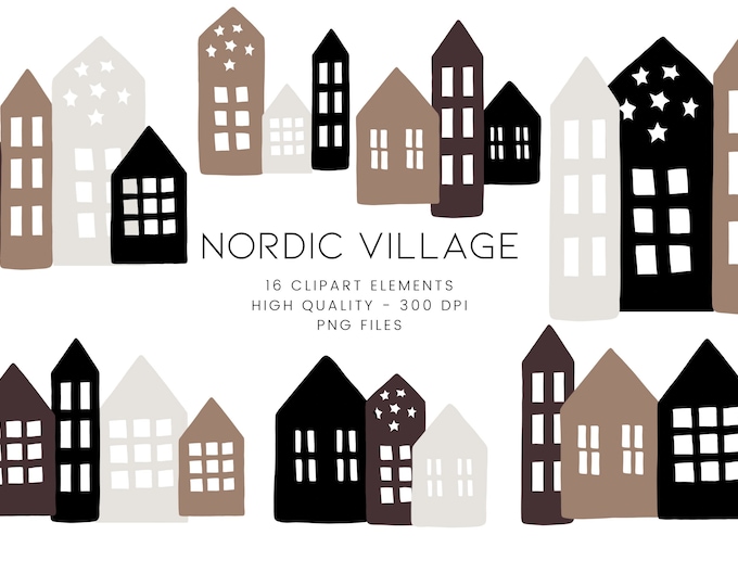 Nordic Houses Clipart | Scandinavian Houses Clipart | Christmas Village ...