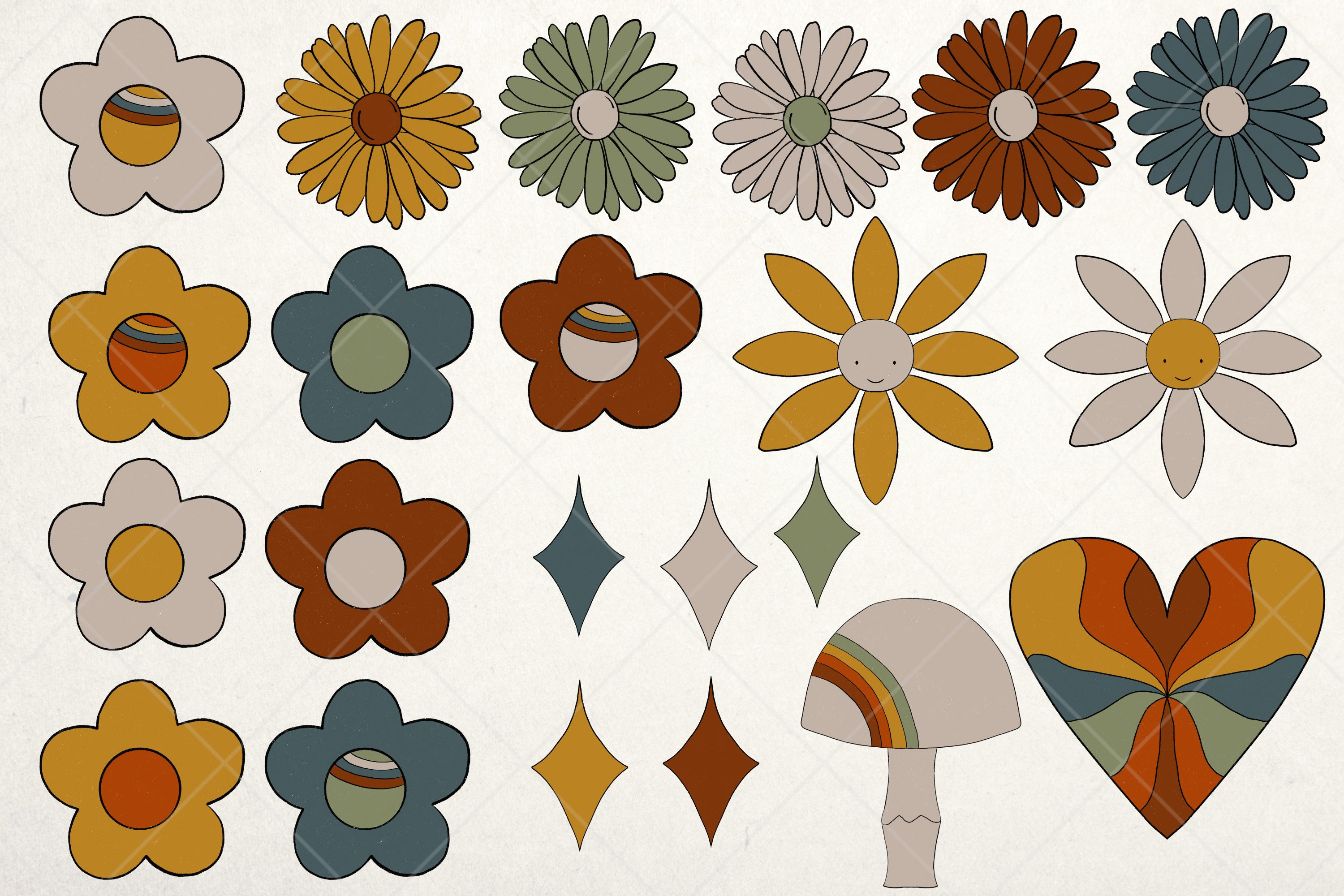 Boho Rainbow Clipart Butterfly Clipart Retro Clipart Groovy - Etsy