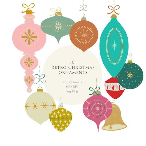 Christmas Clipart Retro Christmas Ornament Clipart Holiday - Etsy
