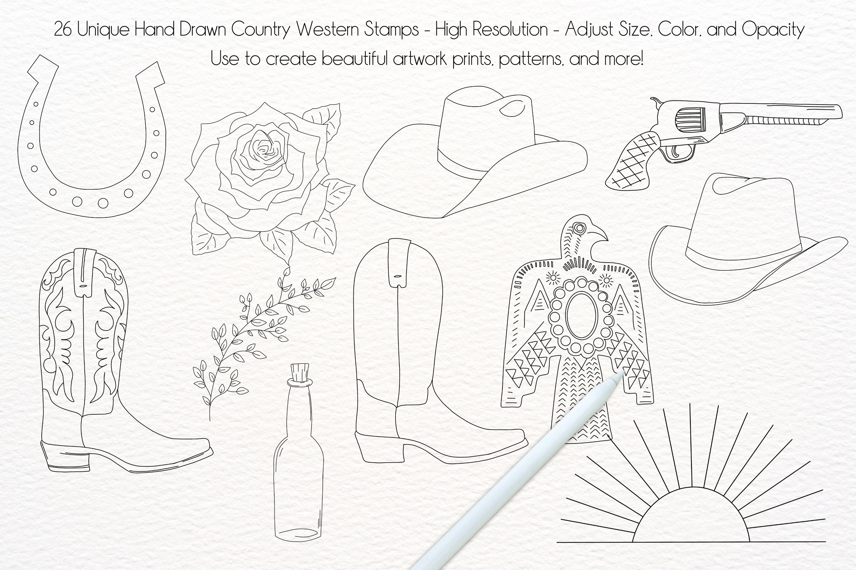 Procreate Stamps, Western Procreate Brushes, Procreate Tattoo Brush ...