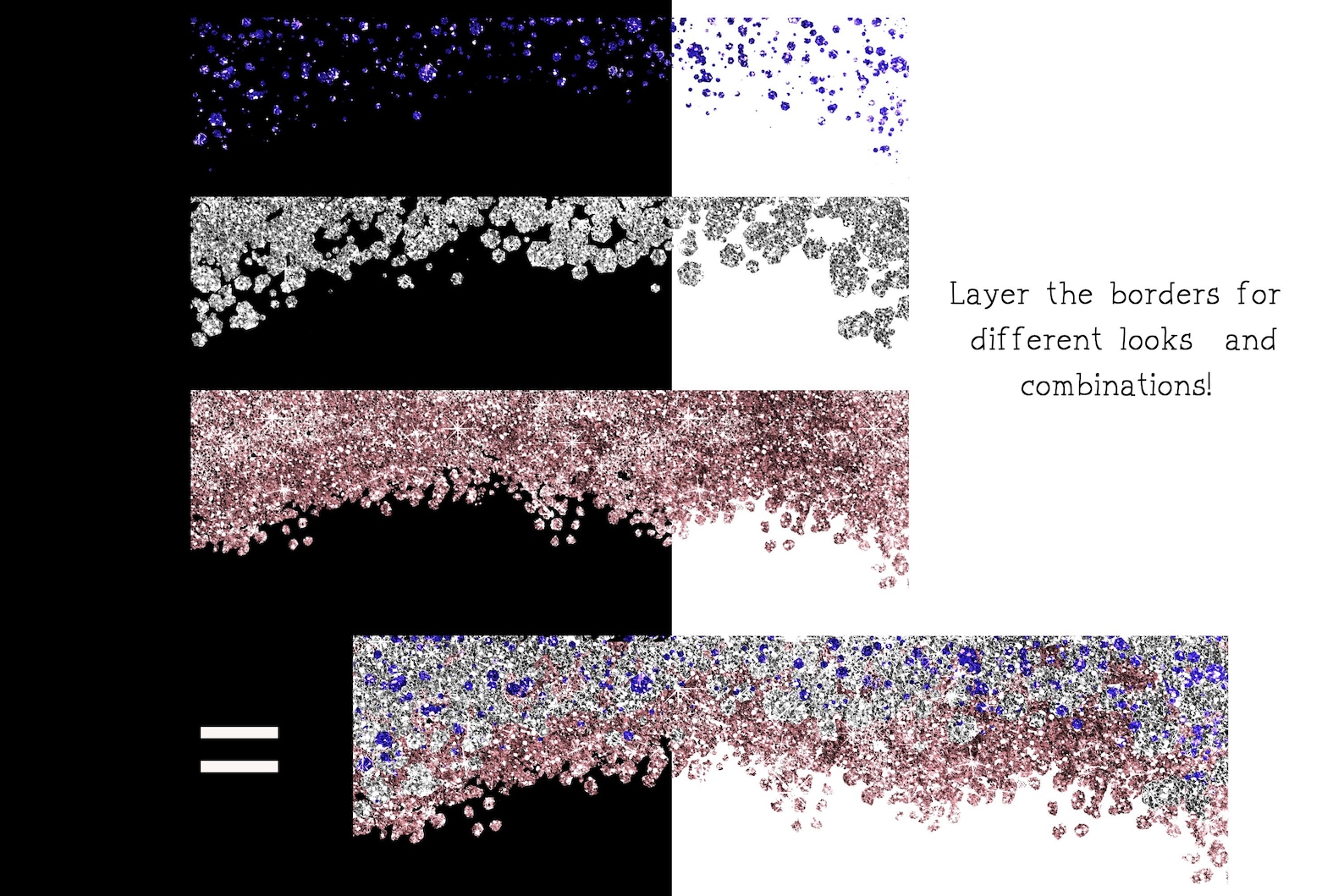 Glitter Borders Clipart, Glitter Confetti Border Overlay Png, Rose Gold ...