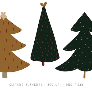 Christmas Tree Clipart, Boho Christmas Clipart, Christmas Clip Art ...