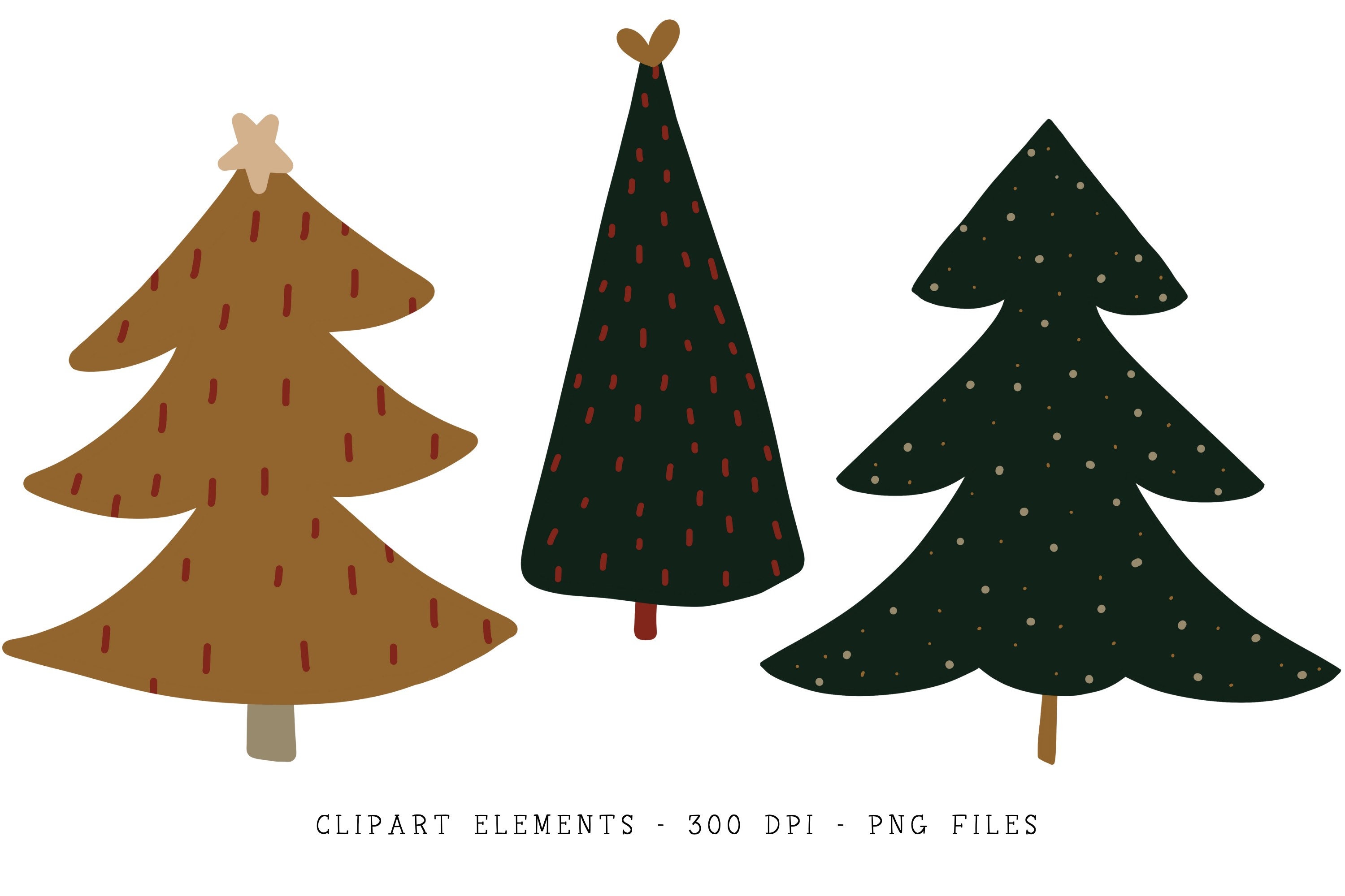 Christmas Tree Clipart, Boho Christmas Clipart, Christmas Clip Art ...