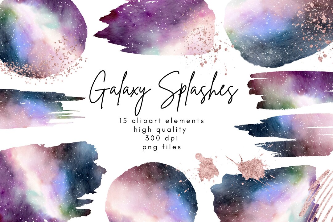 Watercolor Galaxy, Space Background, Brushstrokes Png, Splashes Png ...